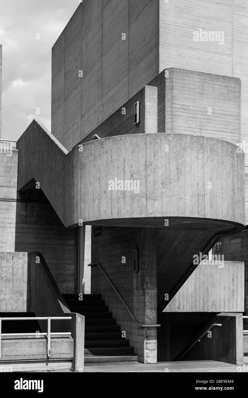 Concrete staircase of National Theatre Building in London Stock Photo ...