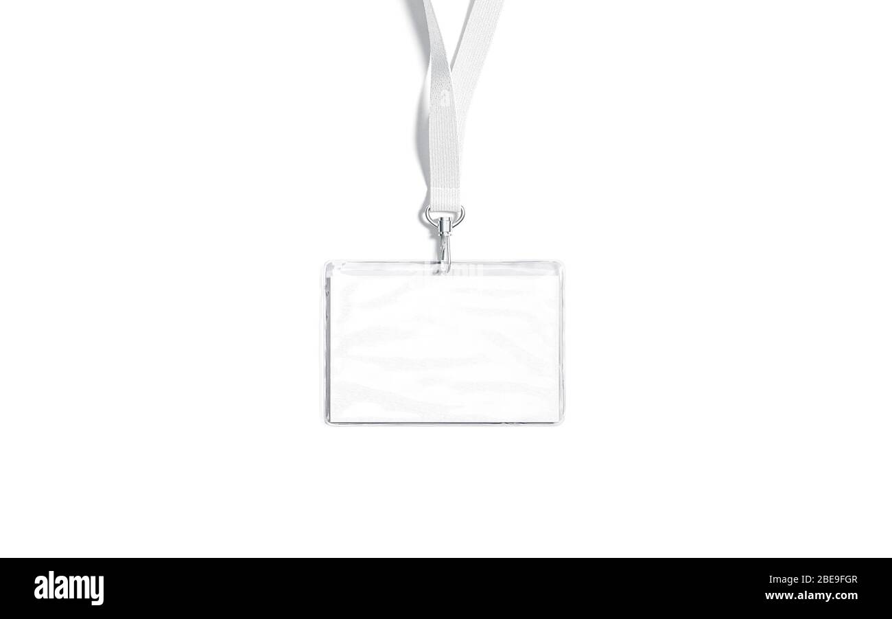 Blank white lanyard with laminated name badge mock up, isolated Stock ...
