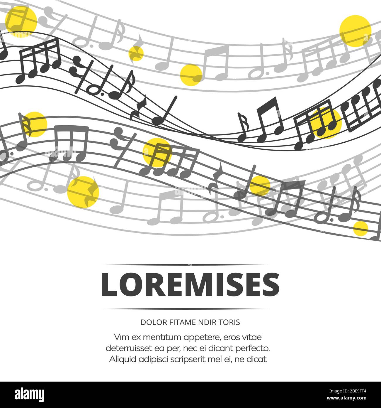 Musical background with monochromic notes and waves. Music note line ...