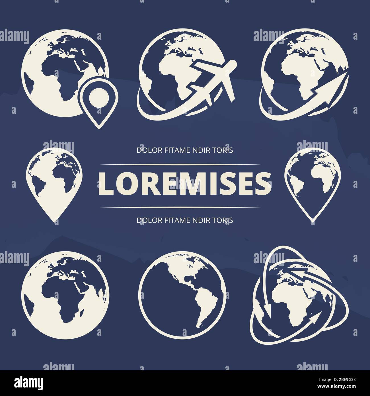 Globe earth and navigation icons set. Collection of globe icon. Vector ...