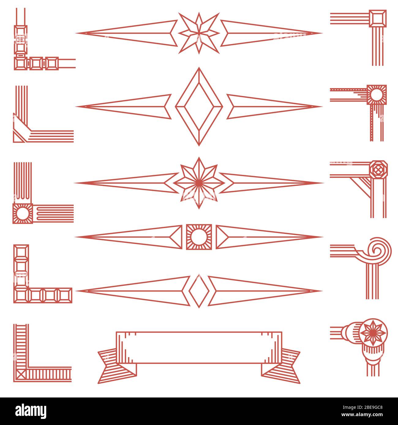 Vintage geometric shapes and corners isolated on white. Vector ...