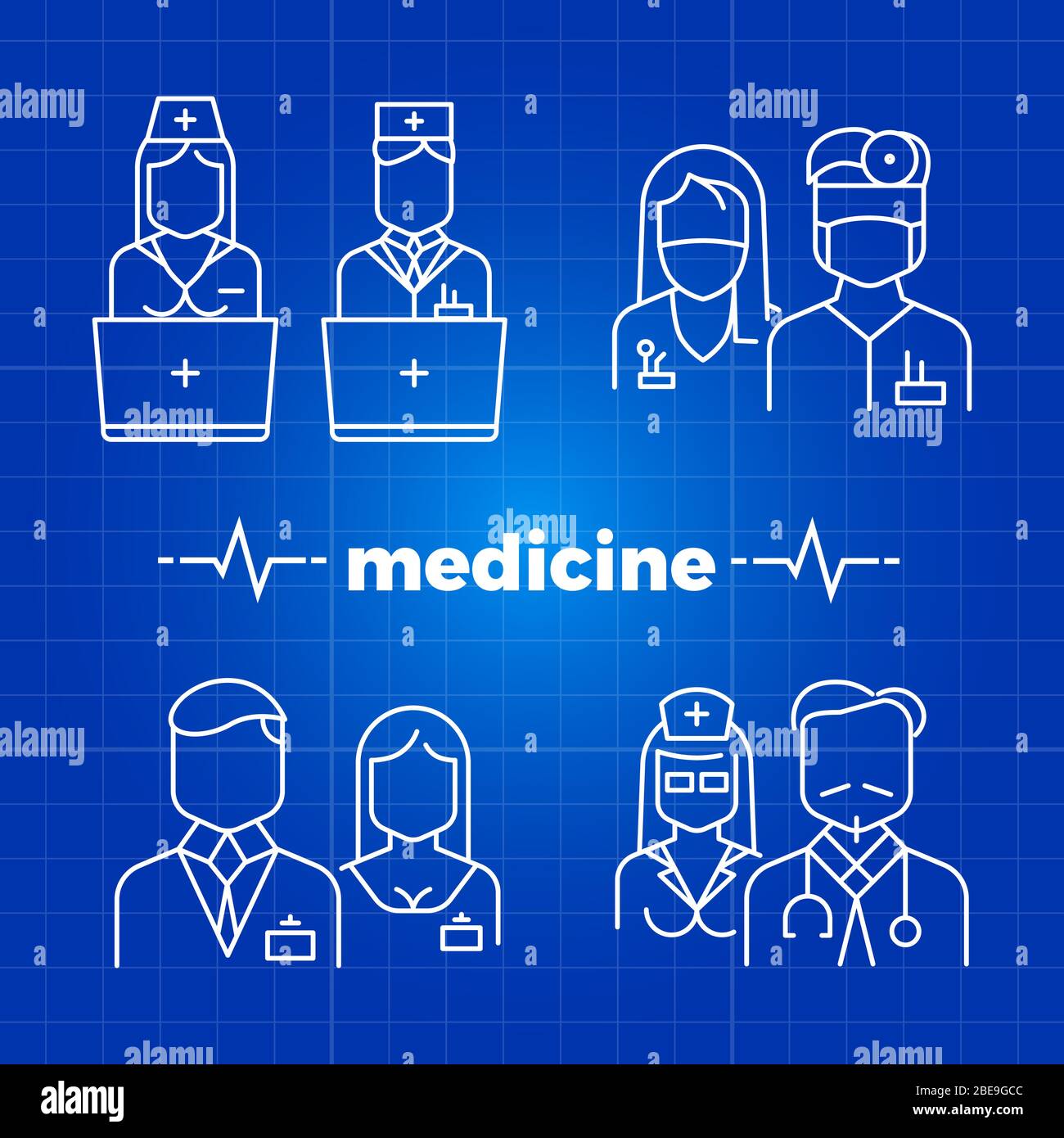 Hospital staff line icons - medicine personal icons design. Vector ...