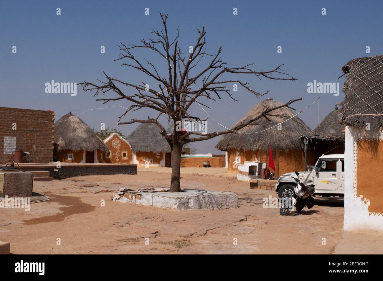 Khuri village with traditional-style hut with clay-and-dung walls and ...