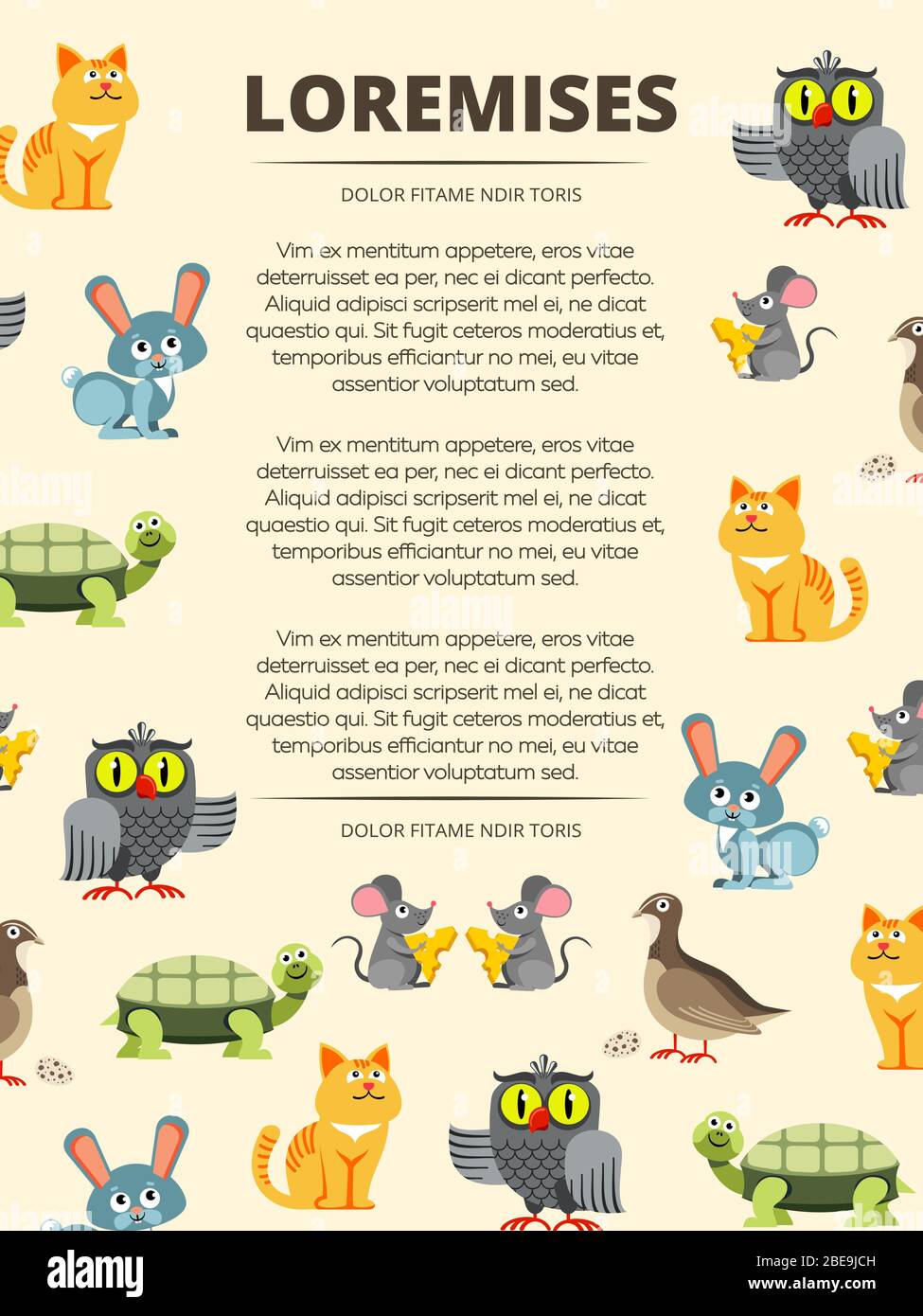 Children info banner with cute cartoon animals. Kids poster vector ...