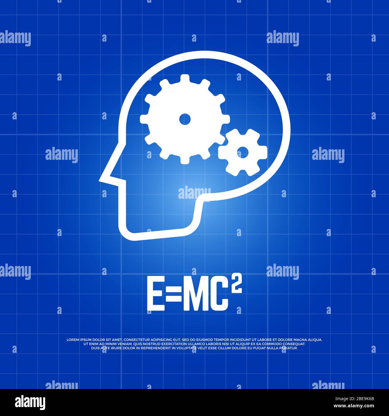 Physics poster with human head silhouette and physics formula. Vector ...