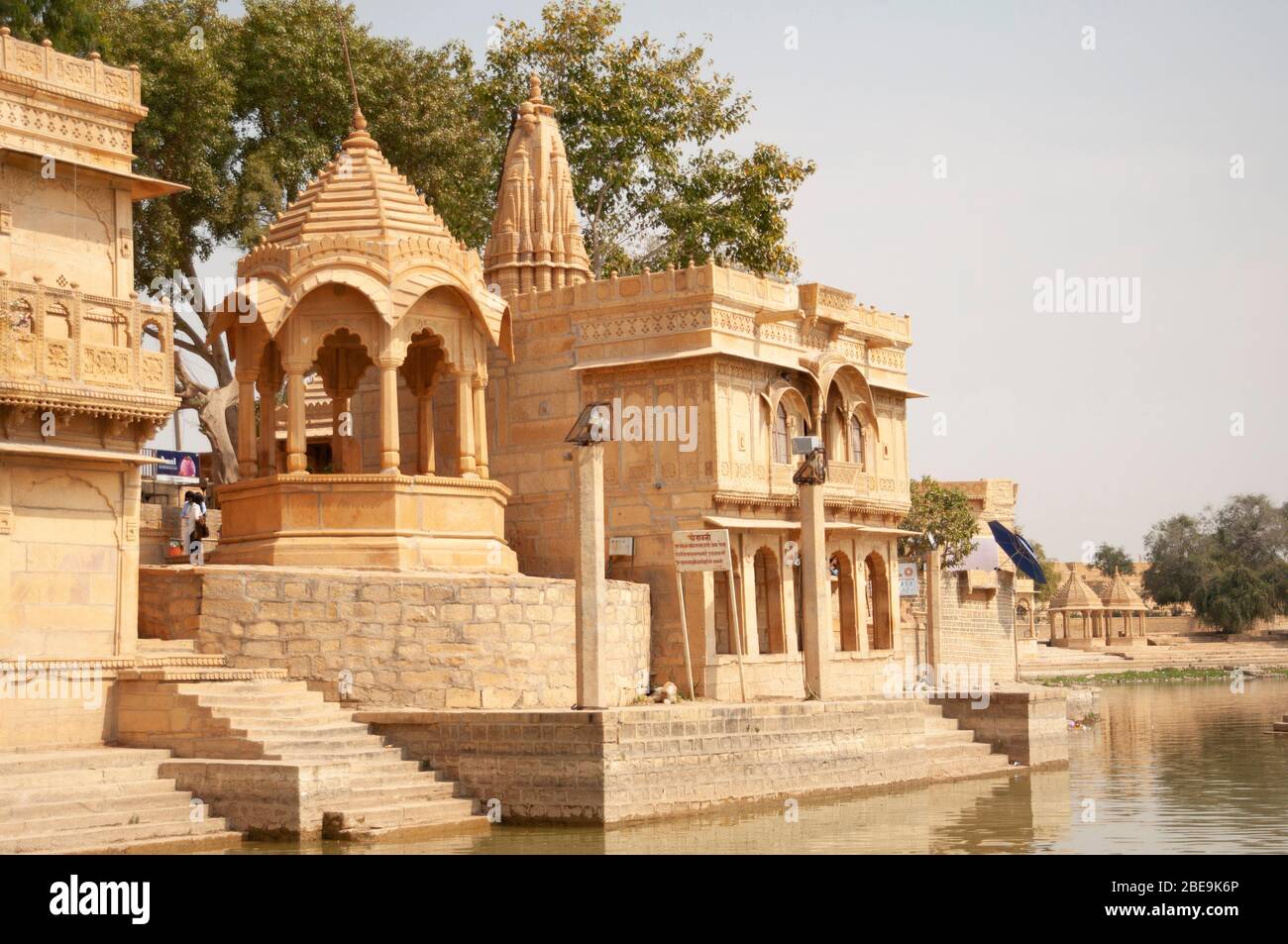 Gadi Sagar temple on Gadisar lake, Jaisalmer, Rajasthan, India Stock ...