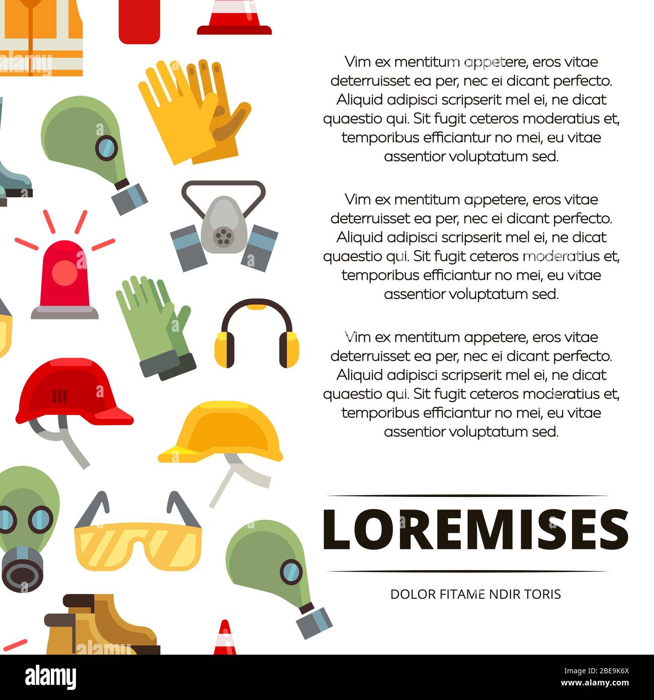 Colorful flat personal protective equipment icons poster design. Vector ...