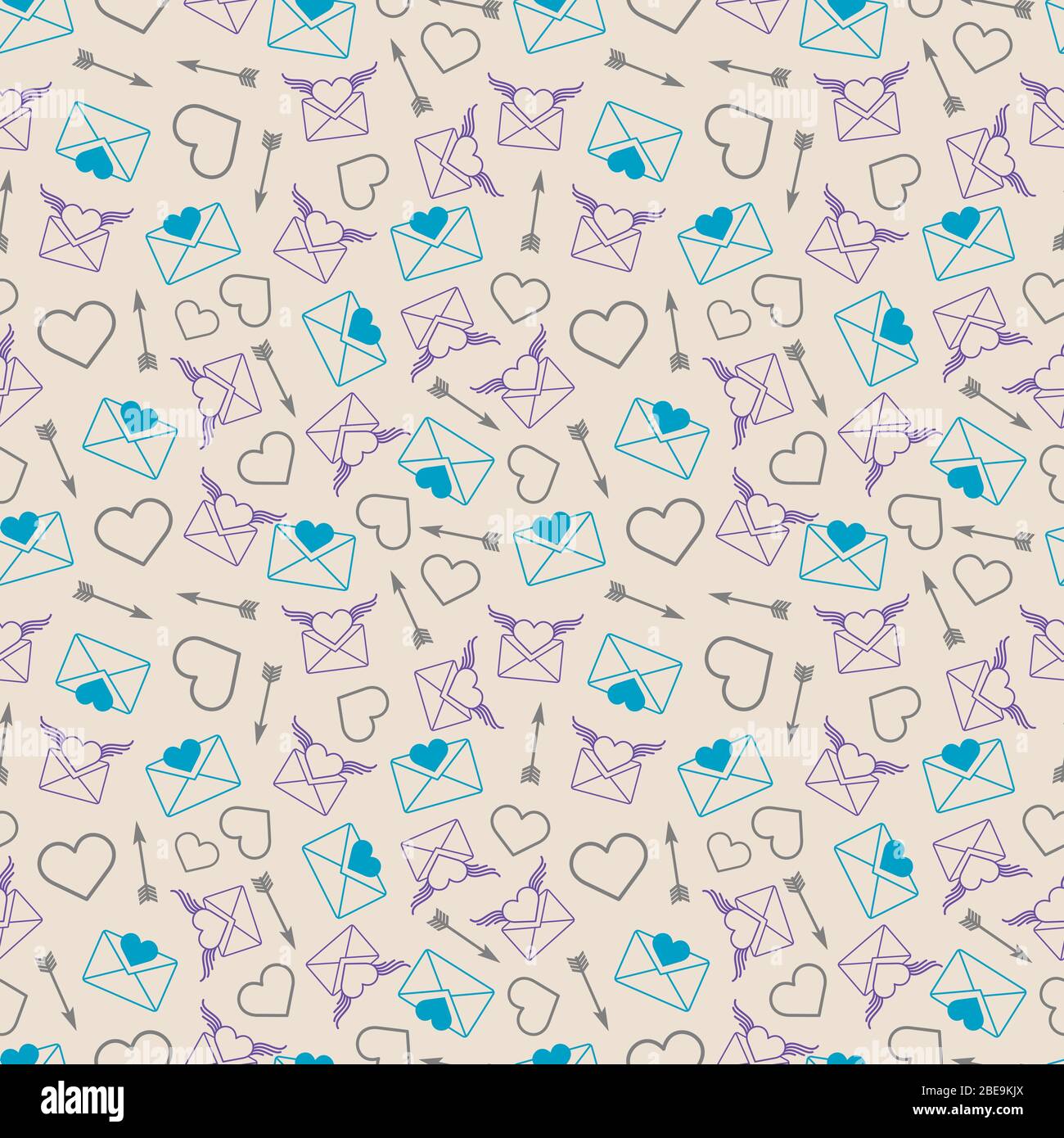 Love mail seamless pattern - envelopes and hearts seamless texture ...