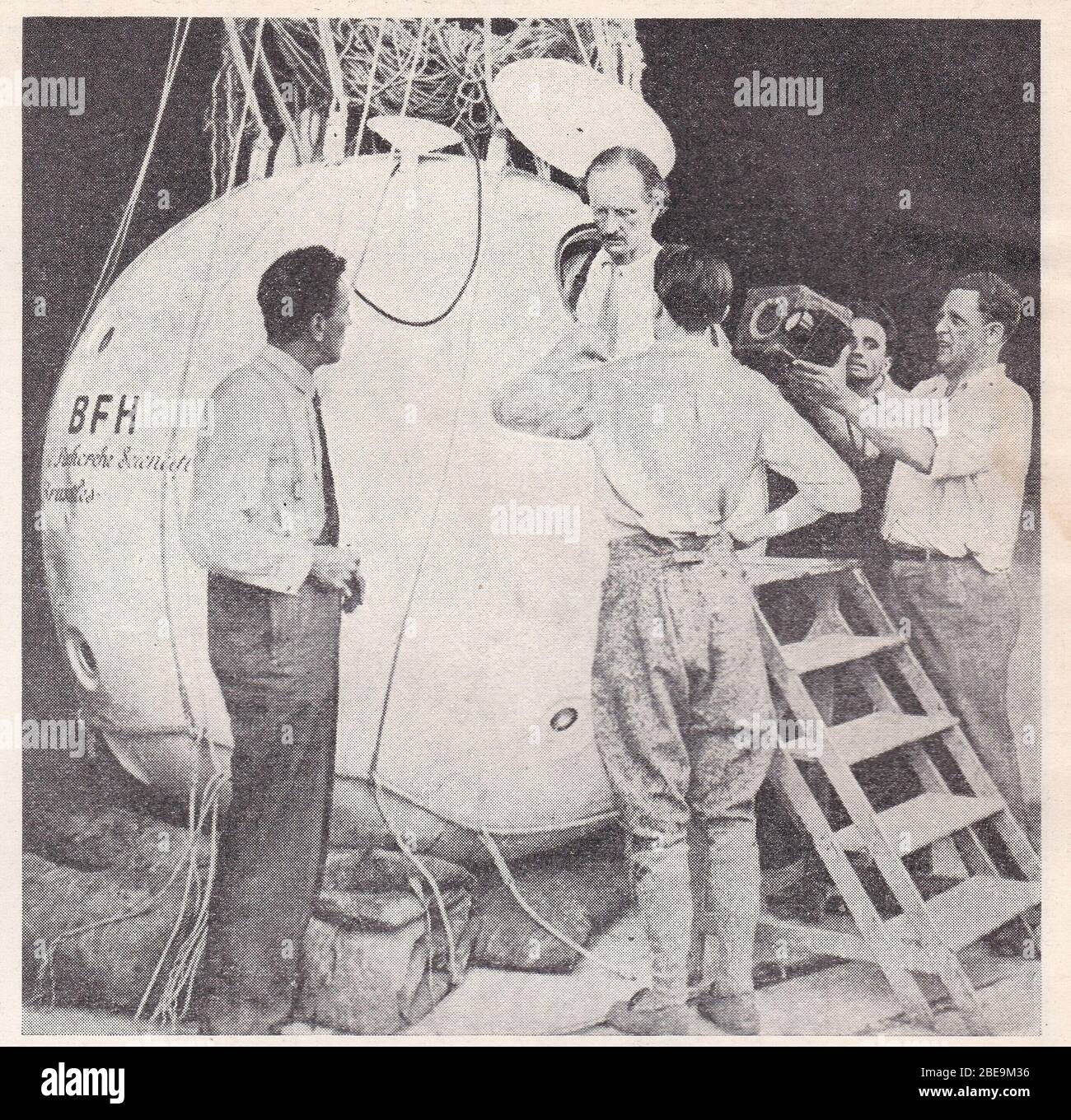 Vintage 1930s black and white photo of Auguste Piccard taking ...