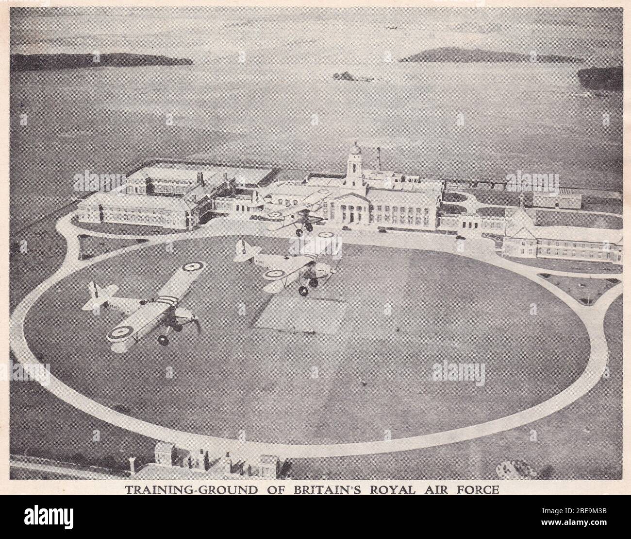Vintage 1930s black and white photo of an aerial view of the R.A.F ...