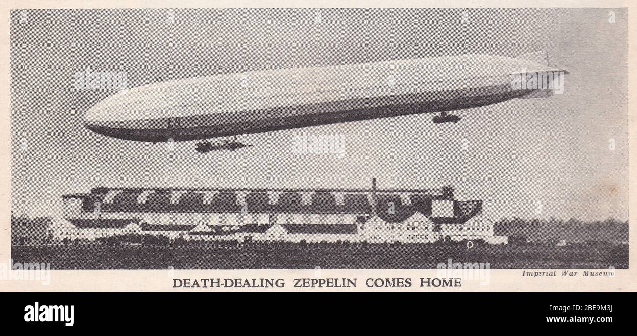 Vintage 1915 black and white photo of the Zeppelin L9 (or LZ36 ...