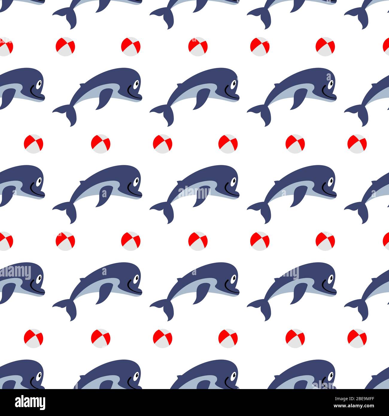 Cute dolphins with ball seamless pattern - sealife seamless texture ...