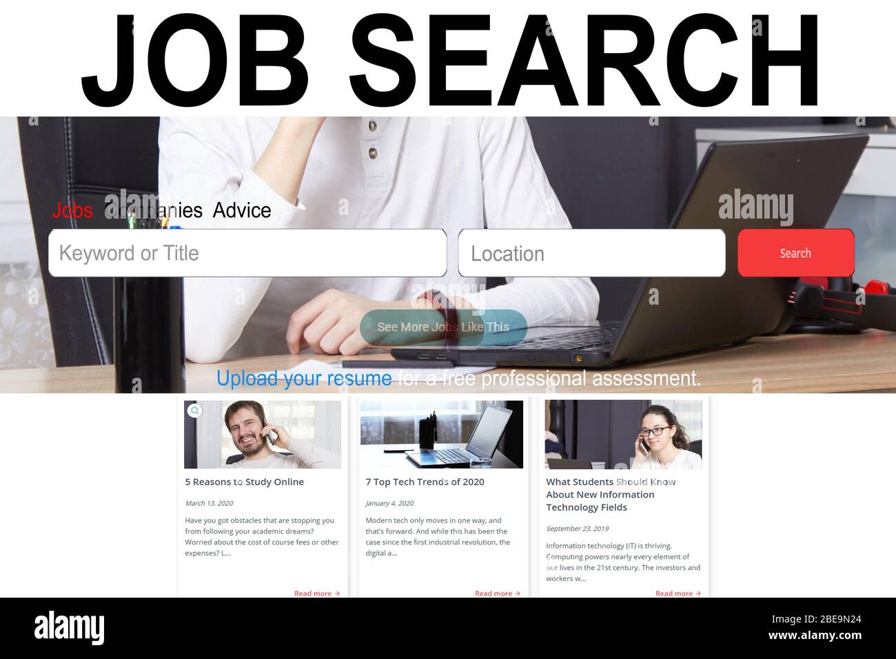 Template for a web search query search for job Stock Photo - Alamy