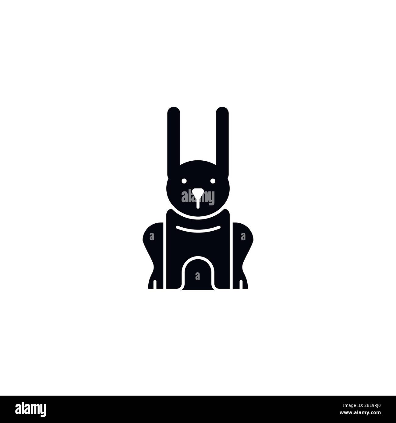 Rabbit black icon isolated on a white background.Farm animal Stock ...