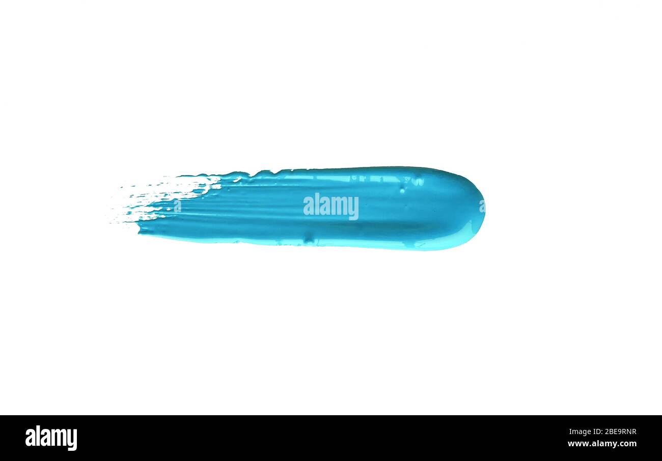 Turquoise blue brush stroke paiting over isolated background, canvas ...