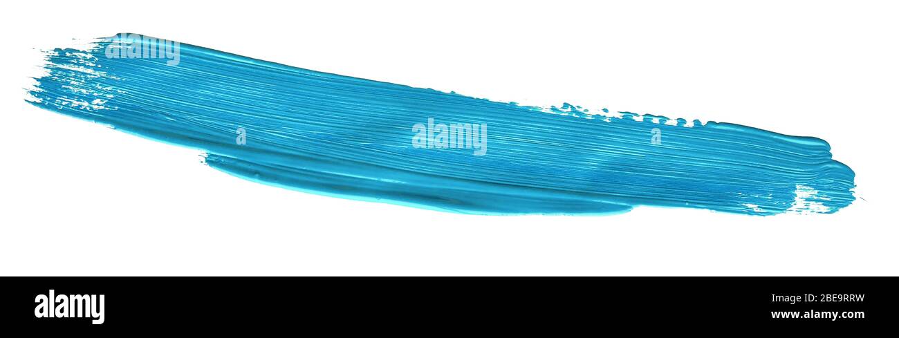 Turquoise blue brush stroke paiting over isolated background, canvas ...