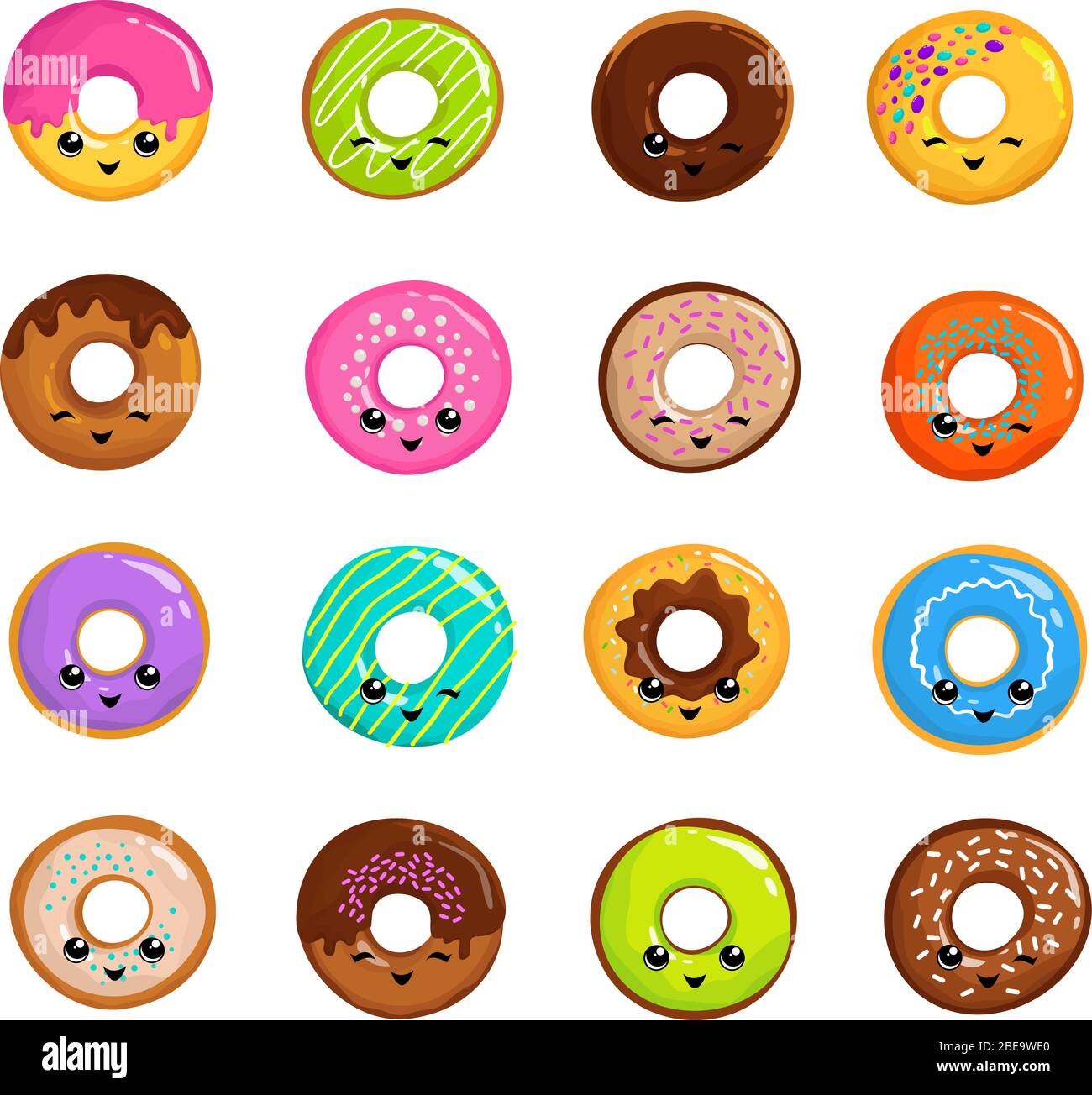 Cute chocolate donut kawaii Stock Vector Images - Alamy