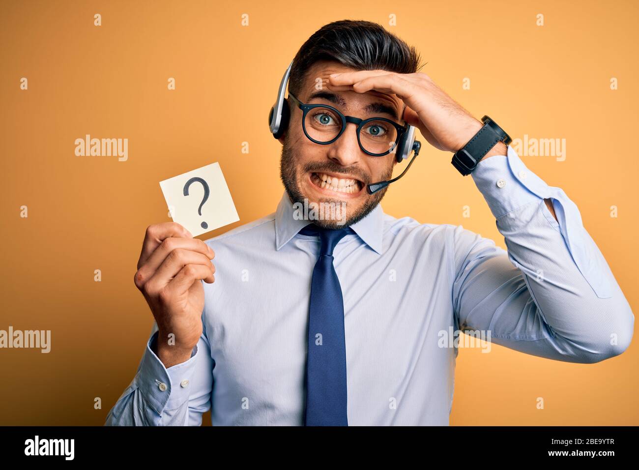 Business operator man with customer service headset from call center ...
