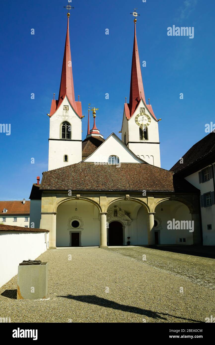 View of Benedictine monastery dedicated to Saint Martin of Tours. Muri ...
