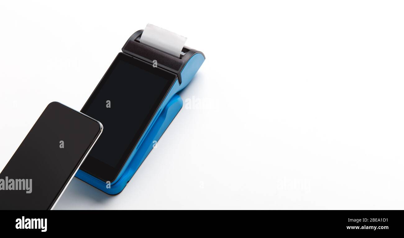 Payments contactless, NFC technology, white background, panorama Stock ...