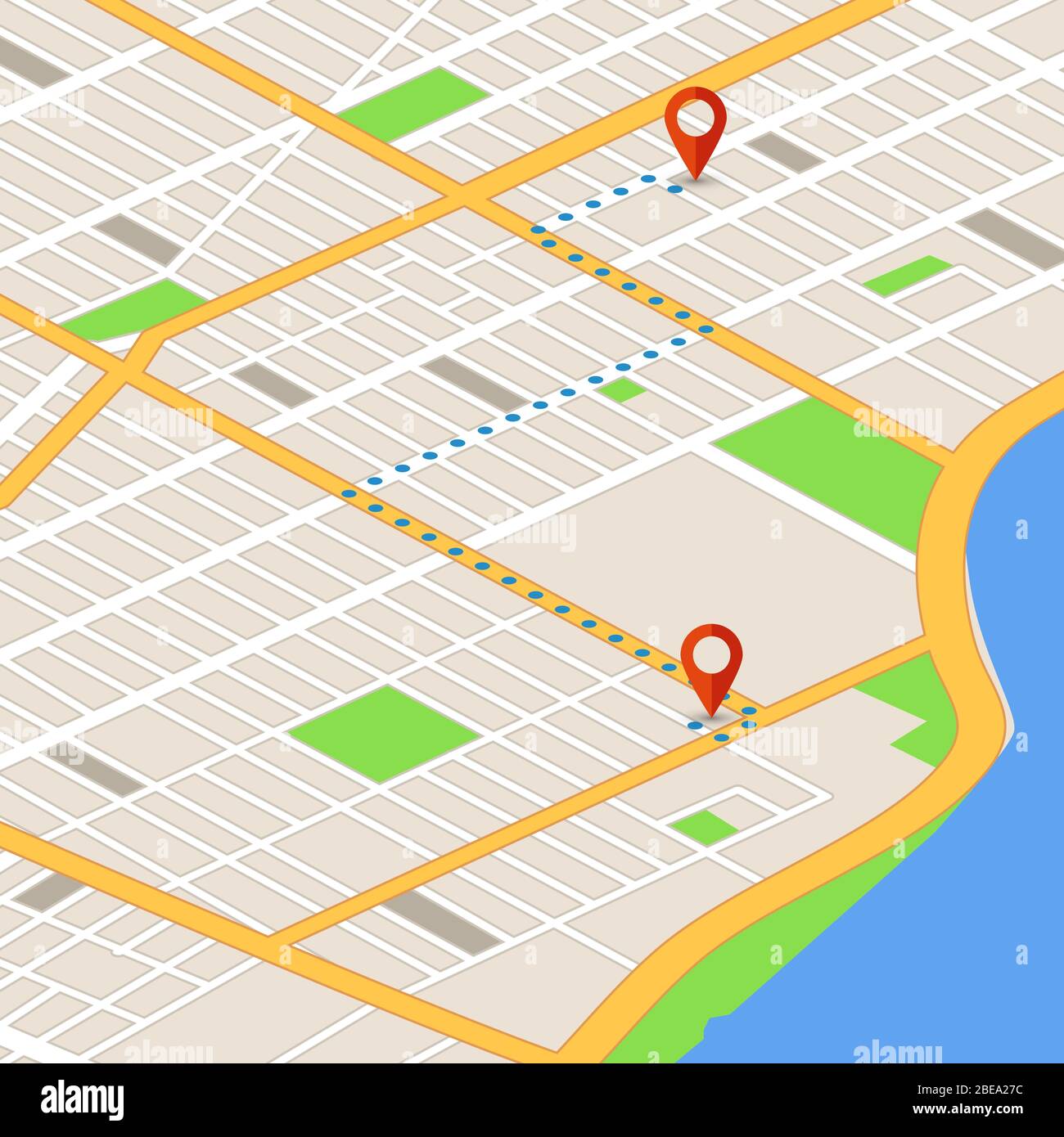 Isometric 3d map with location pins. Gps navigation vector background ... Isometric 3d map with location pins. Gps navigation vector background ...