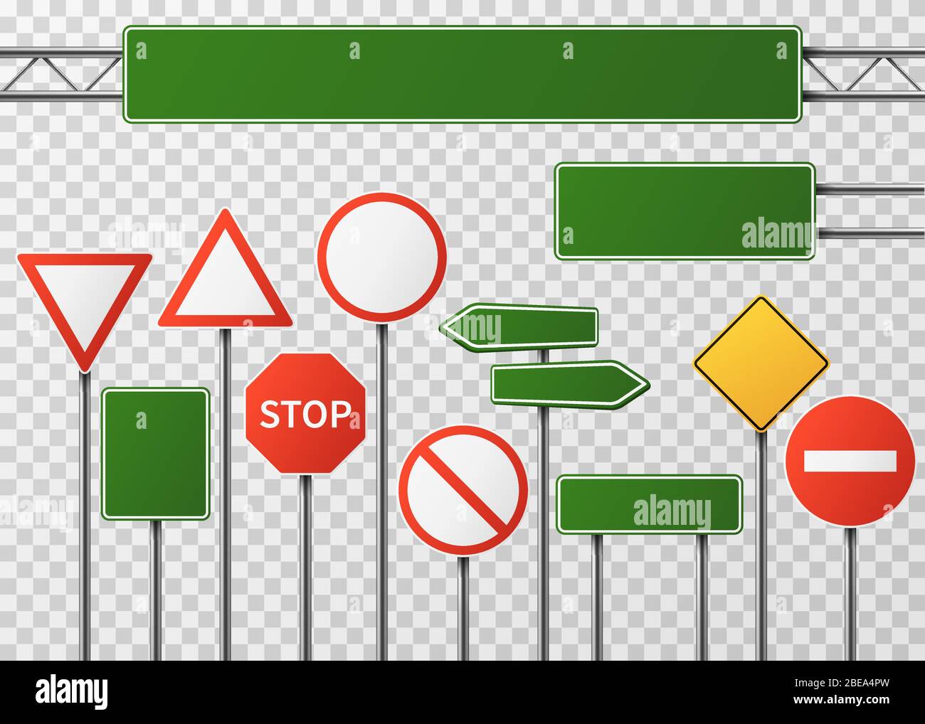 Blank street traffic and road signs vector set isolated. Collection of sign road, signpost and ...