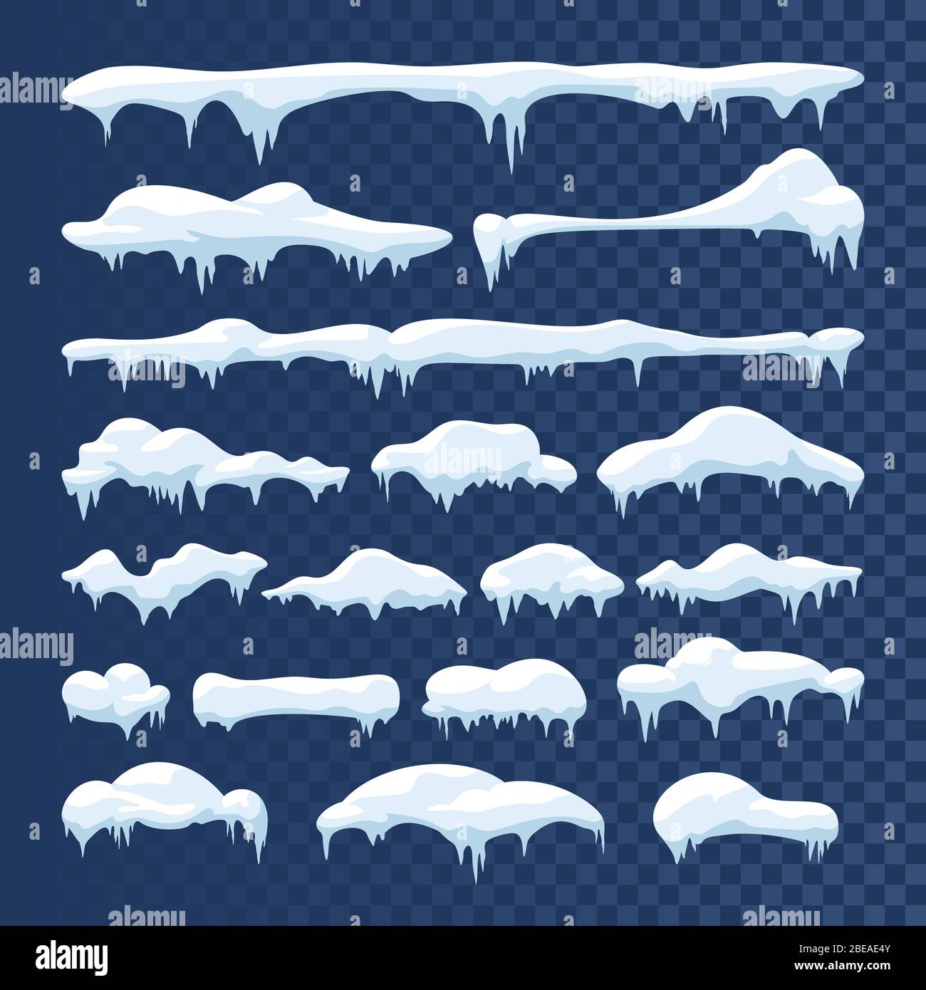 Snow and ice vector frames. Winter cartoon snow caps, snowdrifts and ...