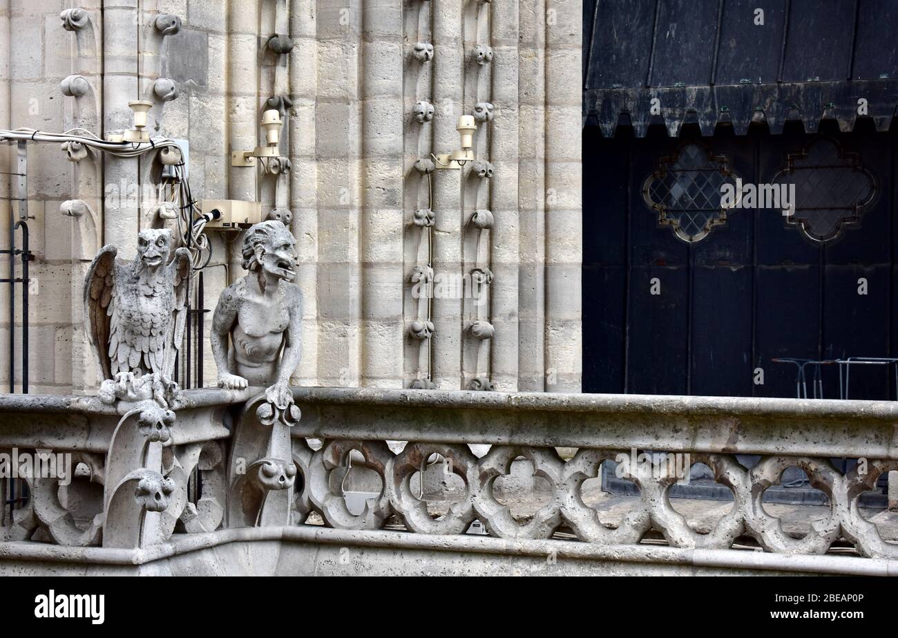 Gargoyles or Chimeras at the Gallery of Chimere. Notre-Dame Cathedral ...