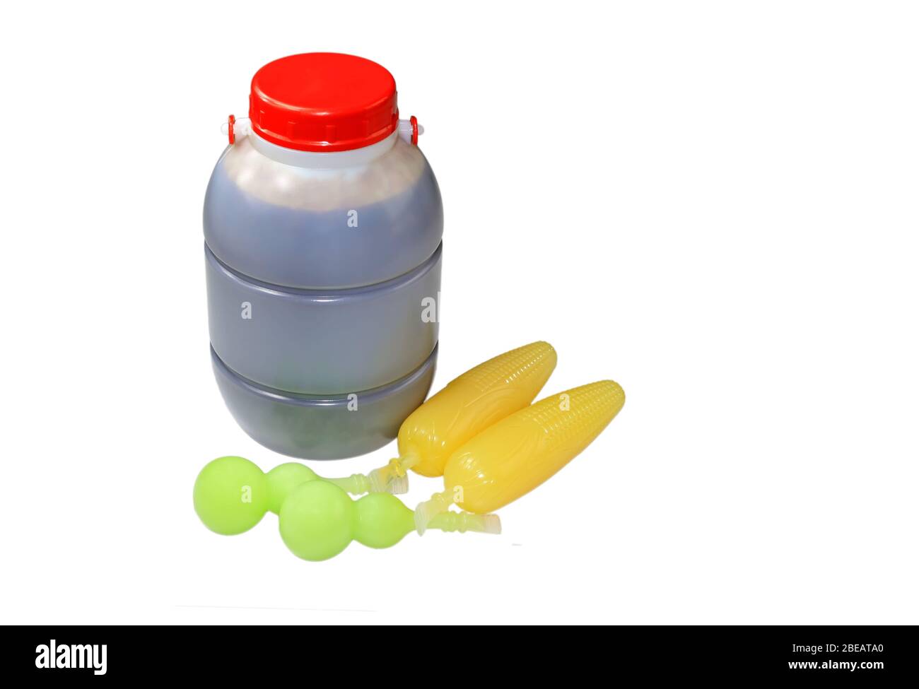 plastic bottles on a white background, with a red cap, can store liquid ...