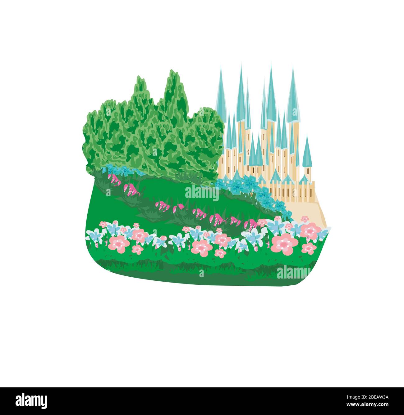 landscape with old castle - fairy tale banner Stock Vector Image & Art ...