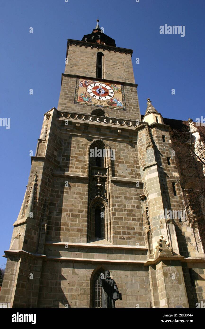 The tower of the Black Church (Biserica Neagra) in the Old Town of ...