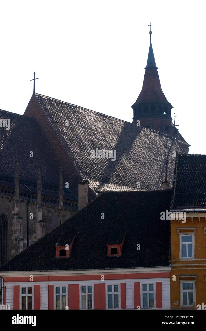 The top part of the 15th century Black Church (Biserica Neagra) in the ...