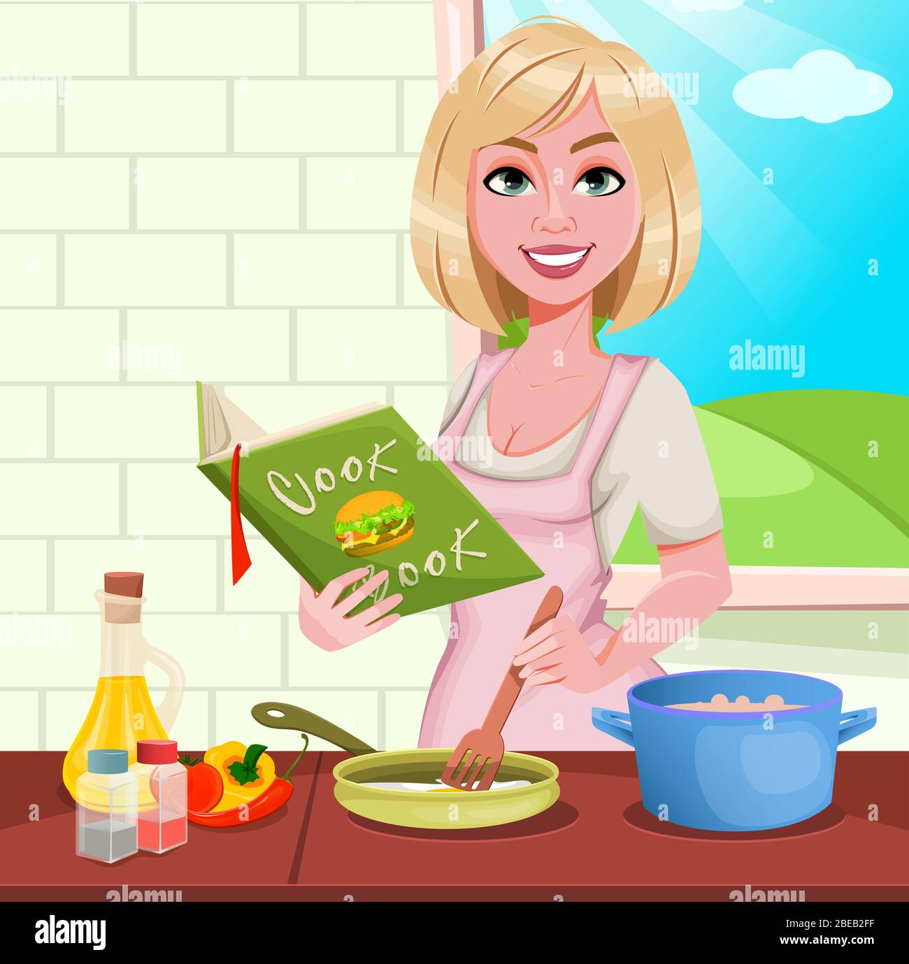 Cartoon Girl Cooking