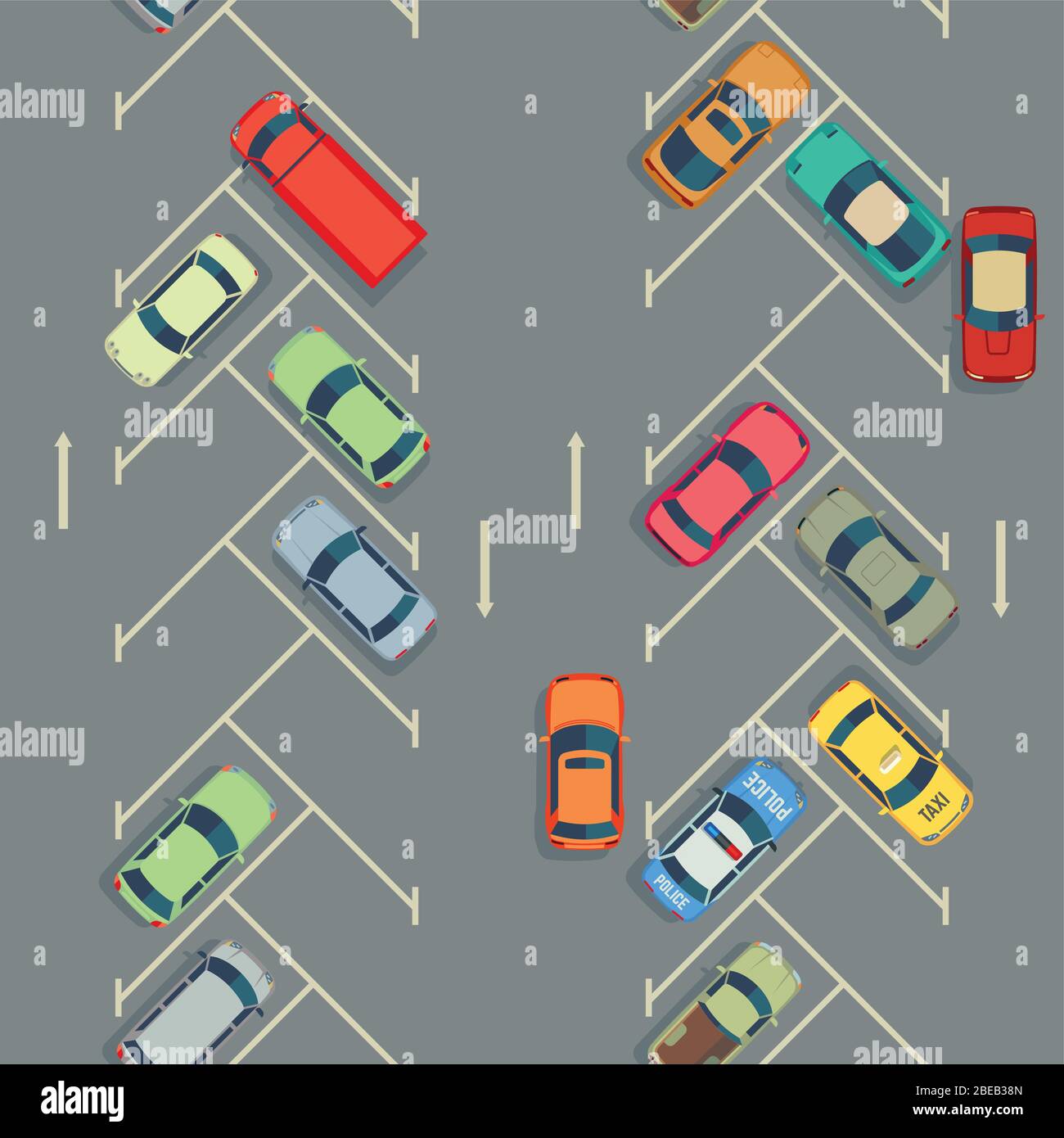 Urban cars seamless texture. Vector background. Parking with cars ...