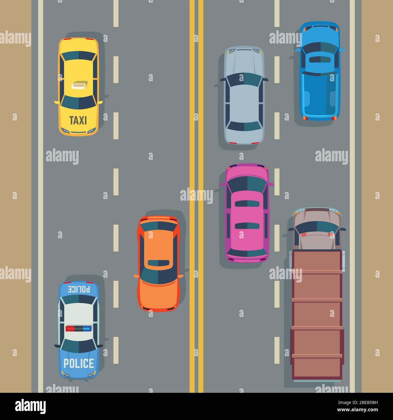 Cars seamless vector background traffic and road. Vector flat ...