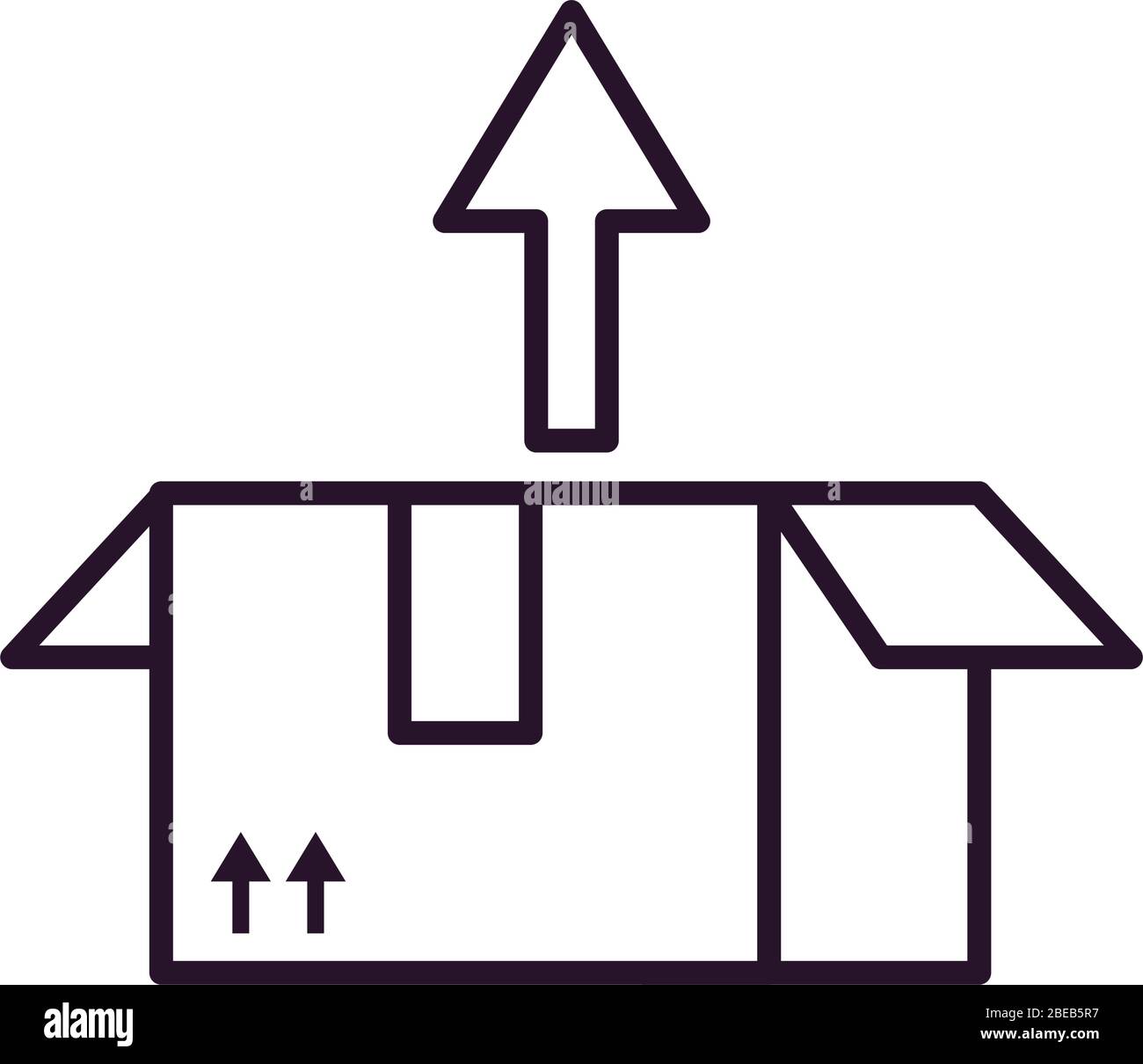 package box with arrow up icon over white background, line style ...
