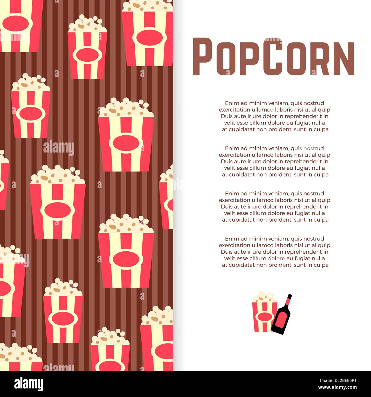 Popcorn and sauce banner design. Poster with flat snack. Vector ...