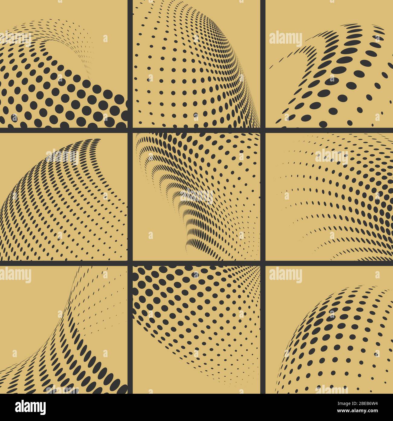 Halftone dots effect background. Set of abstract cards with pattern ...