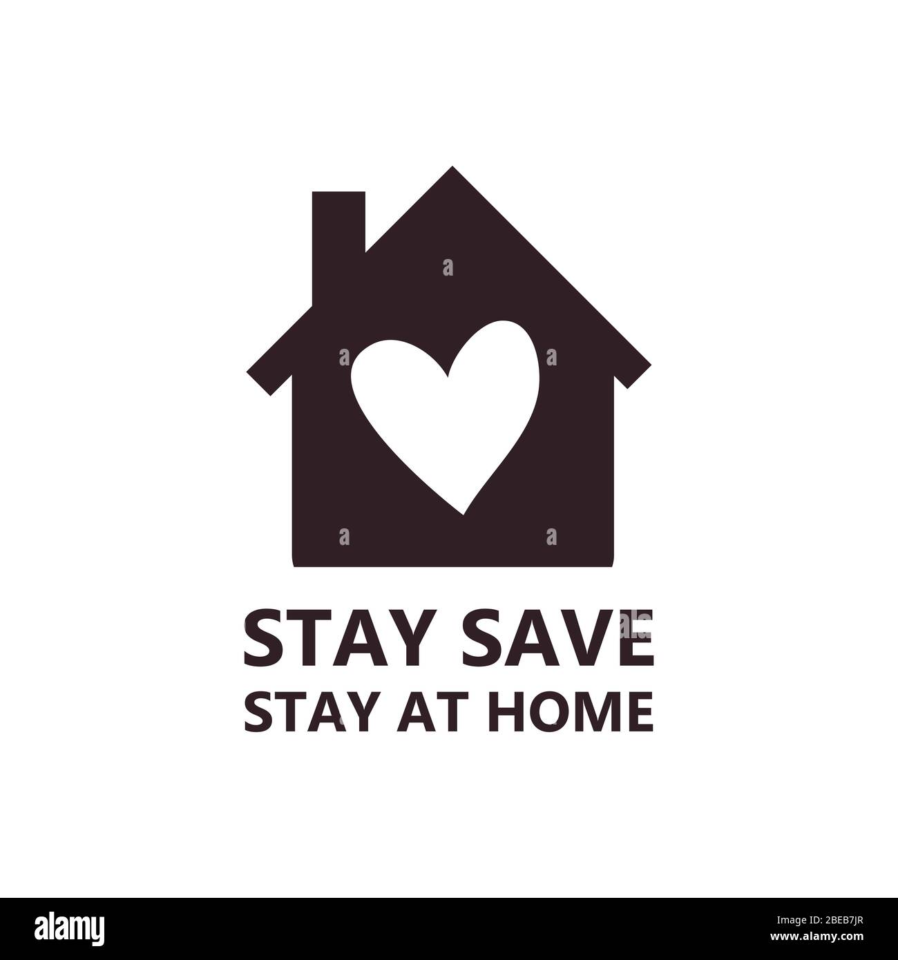 stay at home design with house with heart icon over white background ...