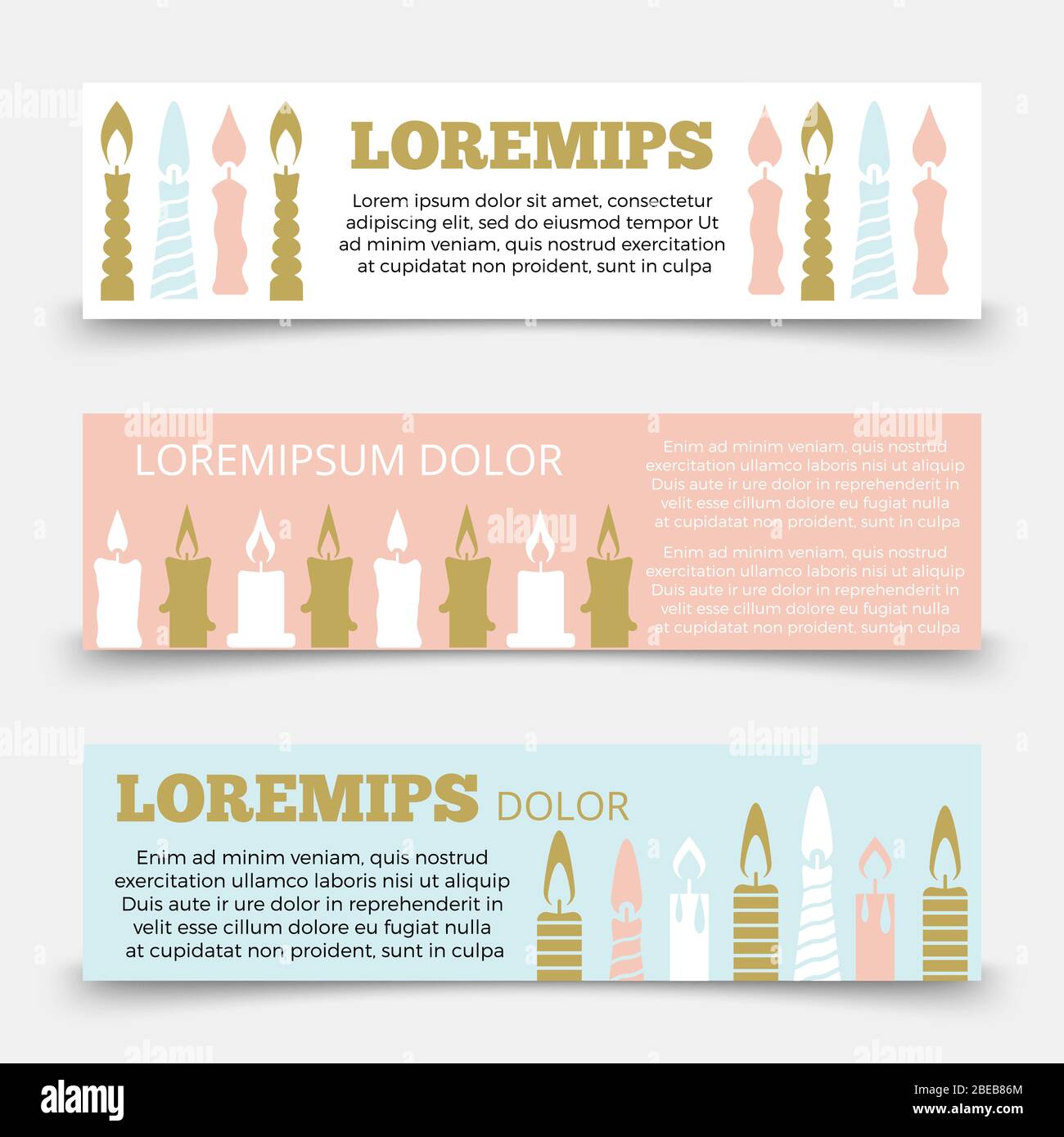 Horizontal banners set template with candles for invitation. Vector ...
