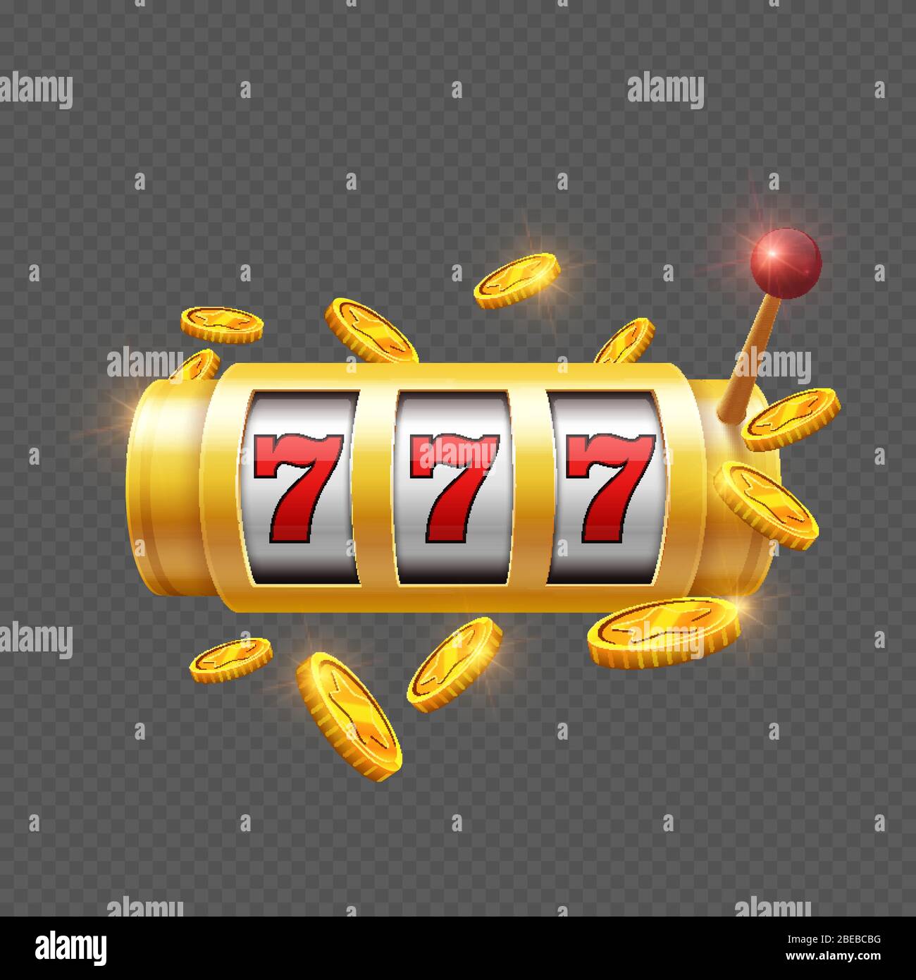 Winner gambling with slot machine isolated on transparent background ...