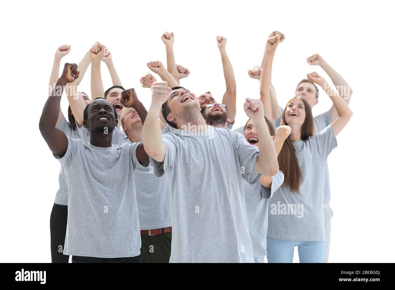 close up. group of happy young people looking up Stock Photo - Alamy