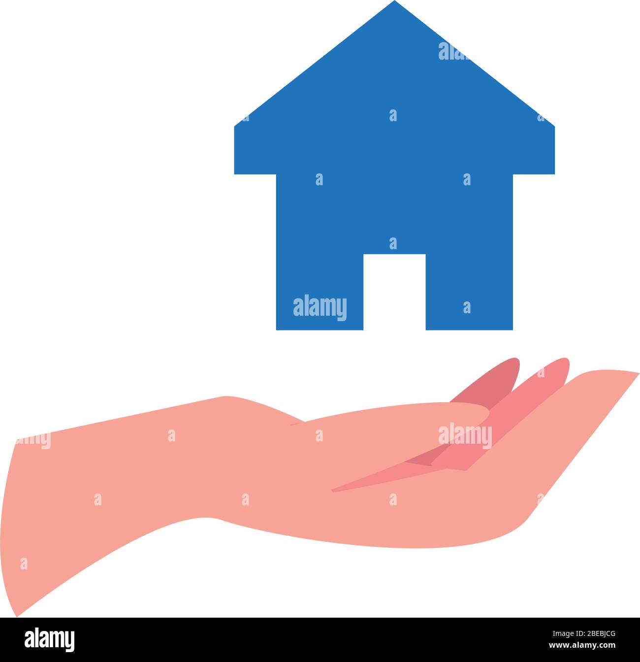 charity donations concept, hand and house icon over white background ...