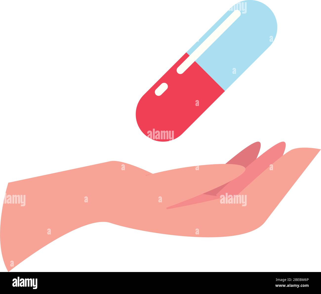 charity donations concept, hand and medication capsule icon over white ...