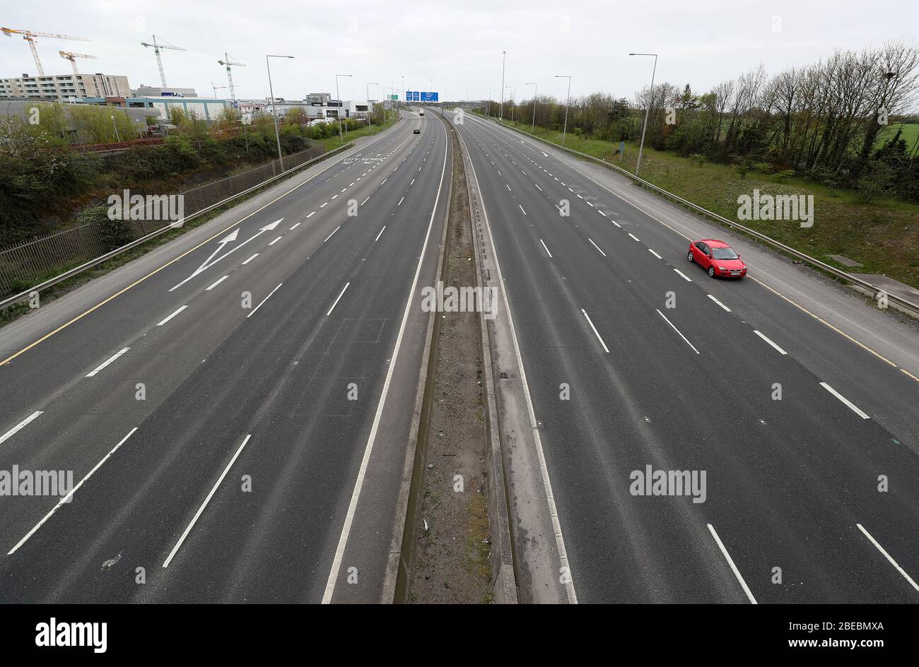 An almost deserted section of the M50 motorway in Dublin as ...