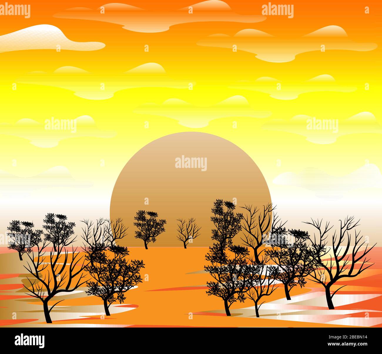 Gold light Lanscape view sunset environment Stock Vector Image & Art ...
