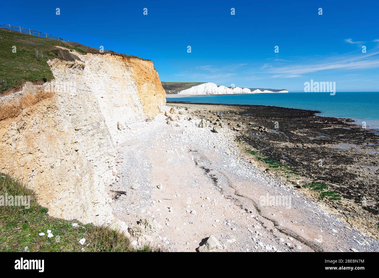 Hope Gap beach near Seaford and Eastbourne, East Sussex, England. South Downs National park ...