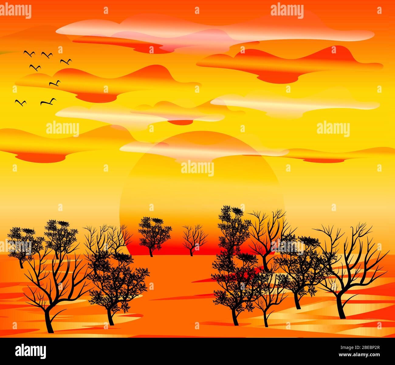 Gold light Lanscape view sunset environment Stock Vector Image & Art ...