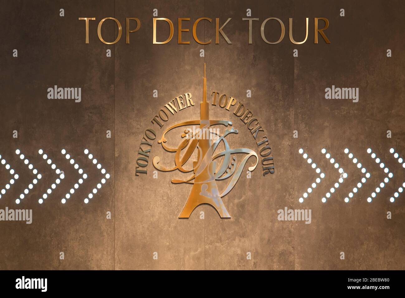 tokyo, japan - march 05 2020: Top Deck Tour wall logo of Tokyo Tower ...