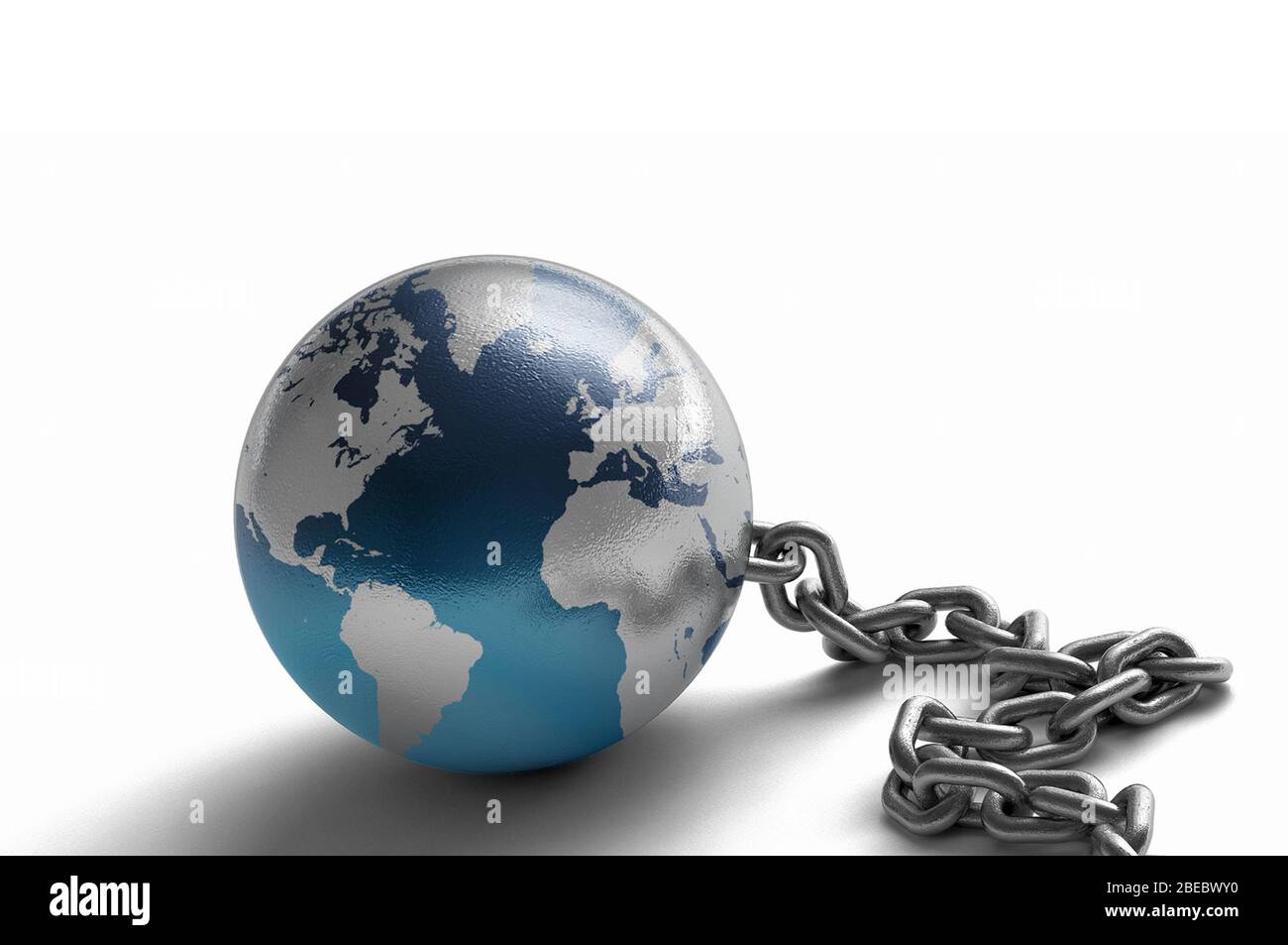 Conceptual background with the globe held captive in chains. Earth ...